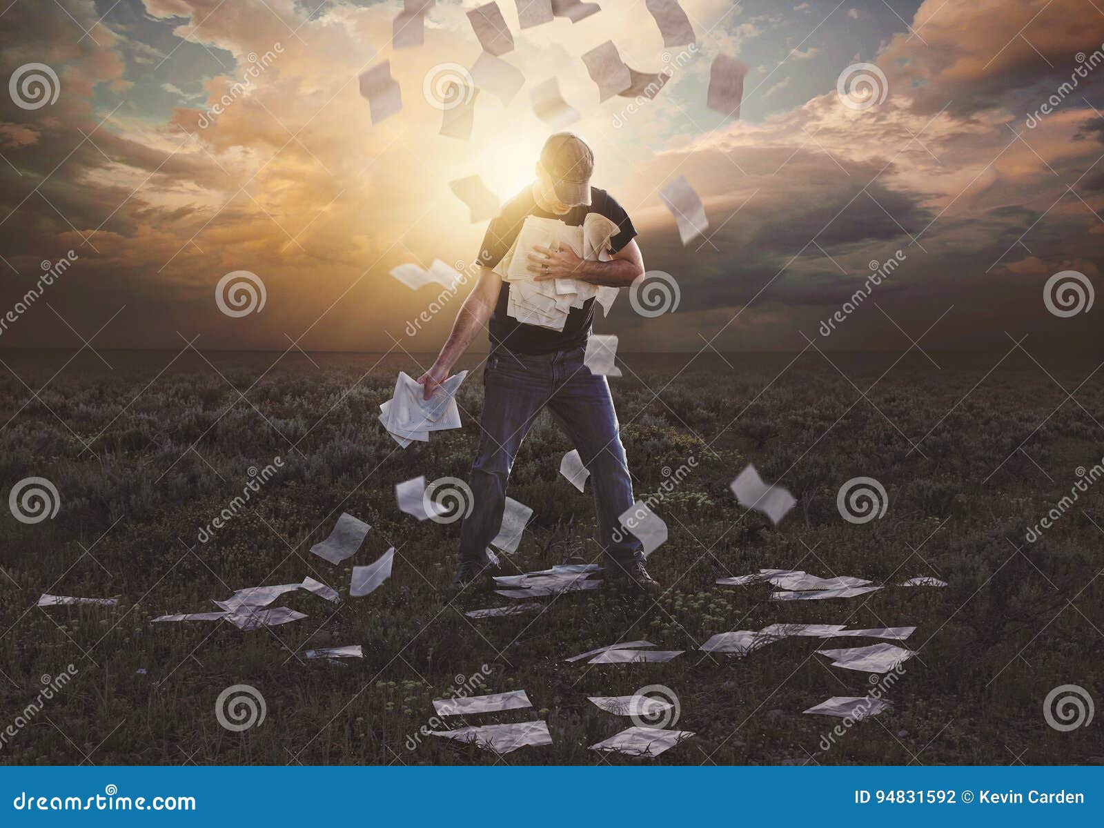 Clinging on To Falling Papers Stock Photo - Image of christian, grab ...