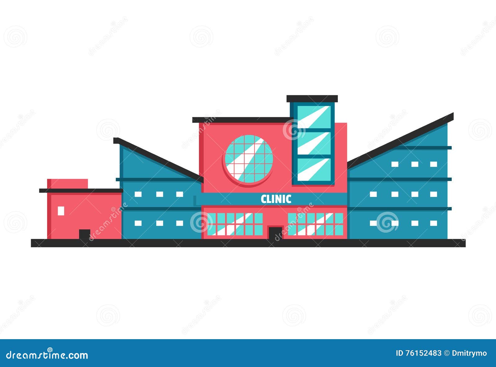 Clinic Building. Flat Vector Illustration. Constructivism Style ...