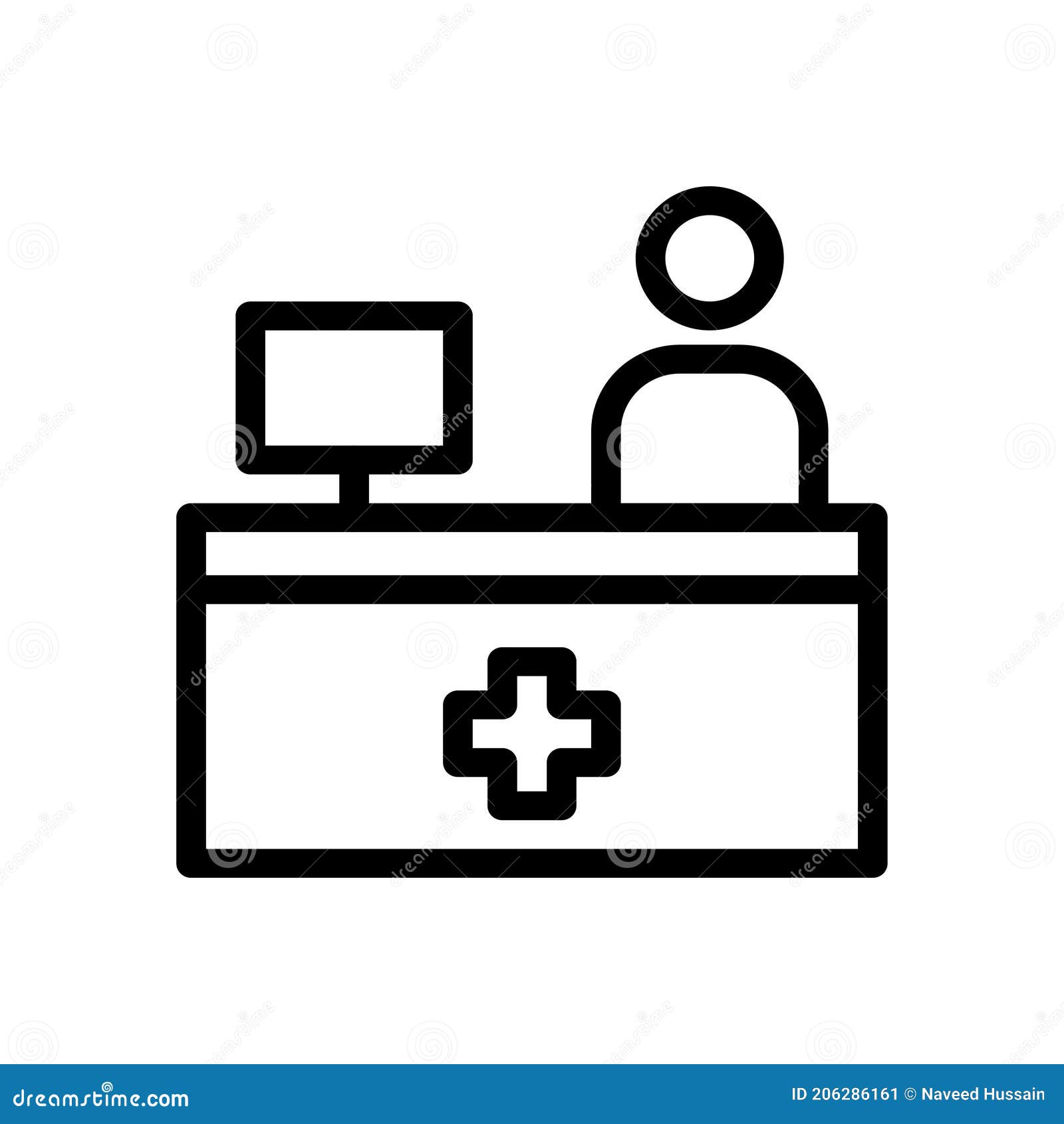 Clinic Vector Thin Line Icon Stock Vector - Illustration of emergency ...