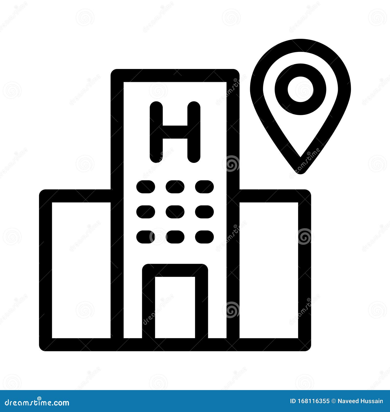 Clinic Location Vector Thin Line Icon Stock Illustration - Illustration ...