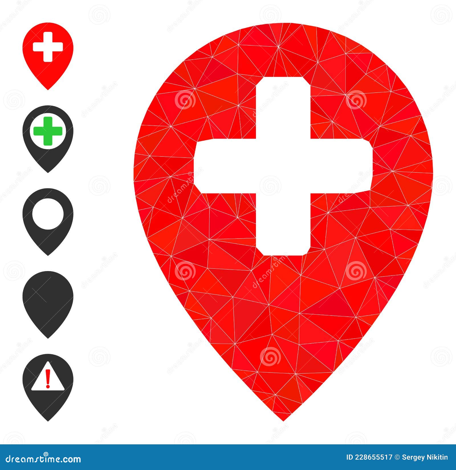 Clinic Map Pointer Triangle Icon and Other Icons Stock Vector ...