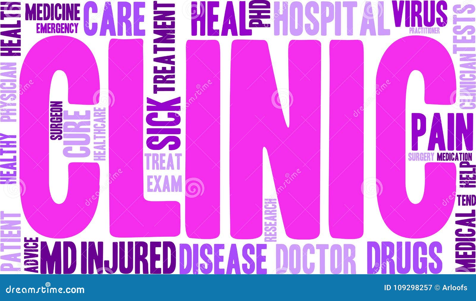 Clinic Word Cloud stock vector. Illustration of hospital - 109298257