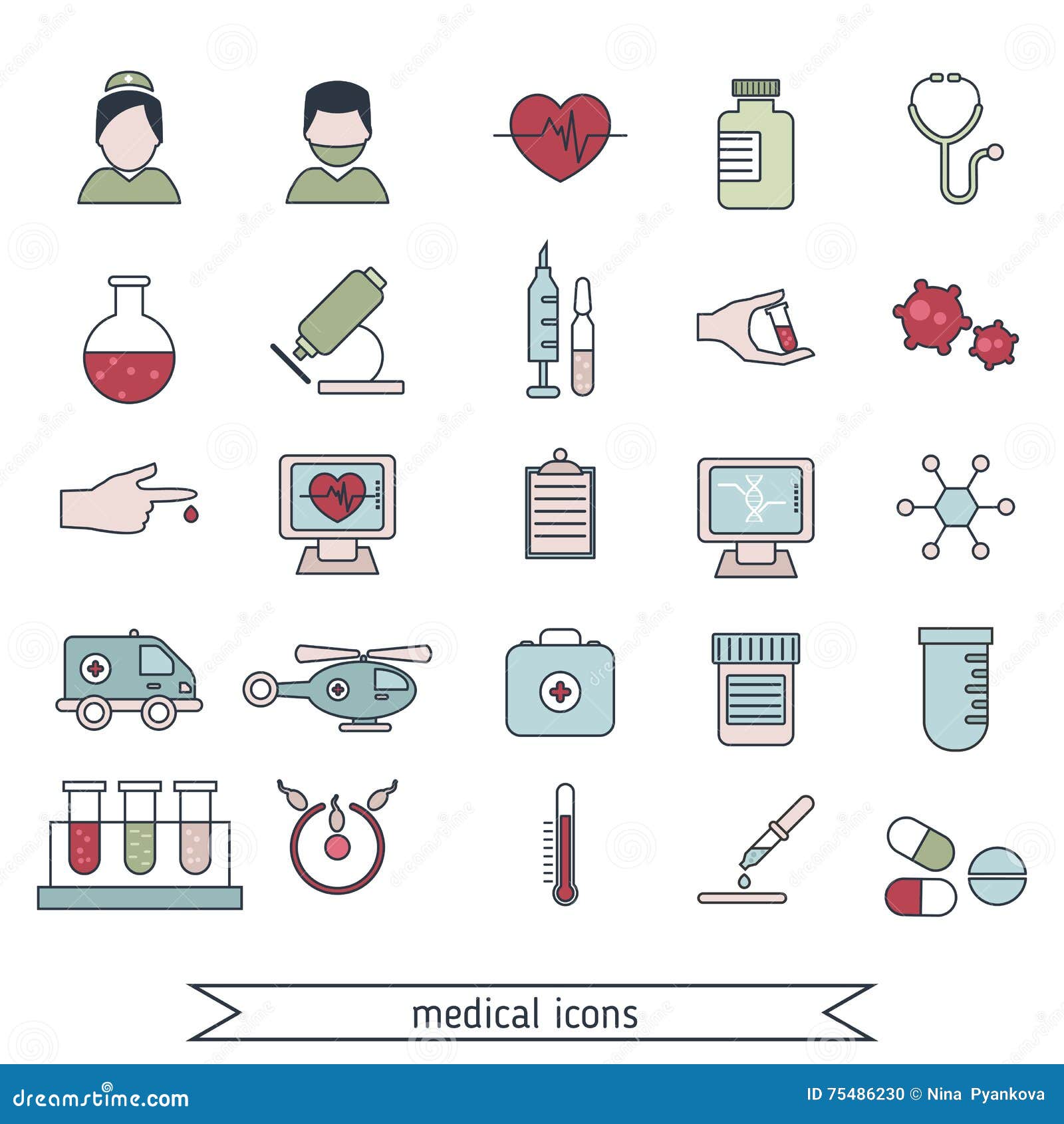 Clinical Laboratory Icons Set Stock Vector - Illustration of diagnosis ...