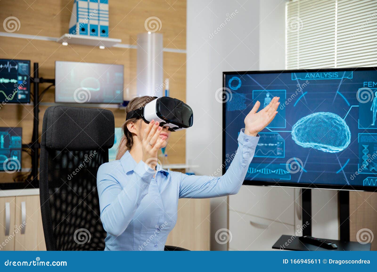 Clinical Neurology Worker Explores Virtual Reality in the Lab Stock ...
