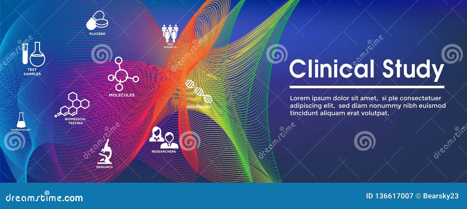 Banner Of Clinical Research Vector Illustration Concept Pictogram ...