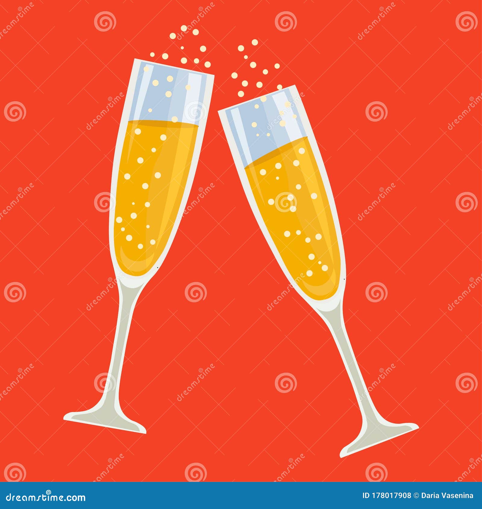 The Clink of Champagne Glasses. Stock Vector - Illustration of liquid ...