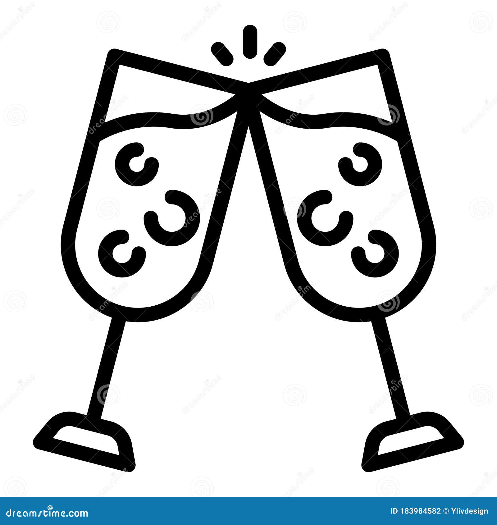 Clink Glasses Icon, Outline Style Stock Vector - Illustration of ...