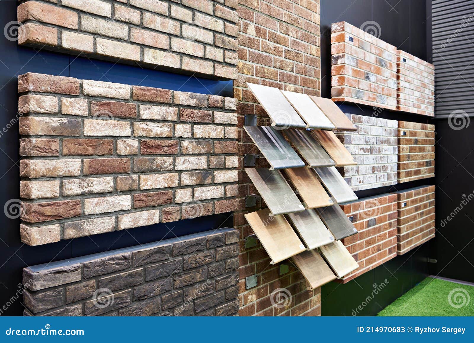 Clinker Brick Panels and Steps in Showroom Stock Image - Image of color ...