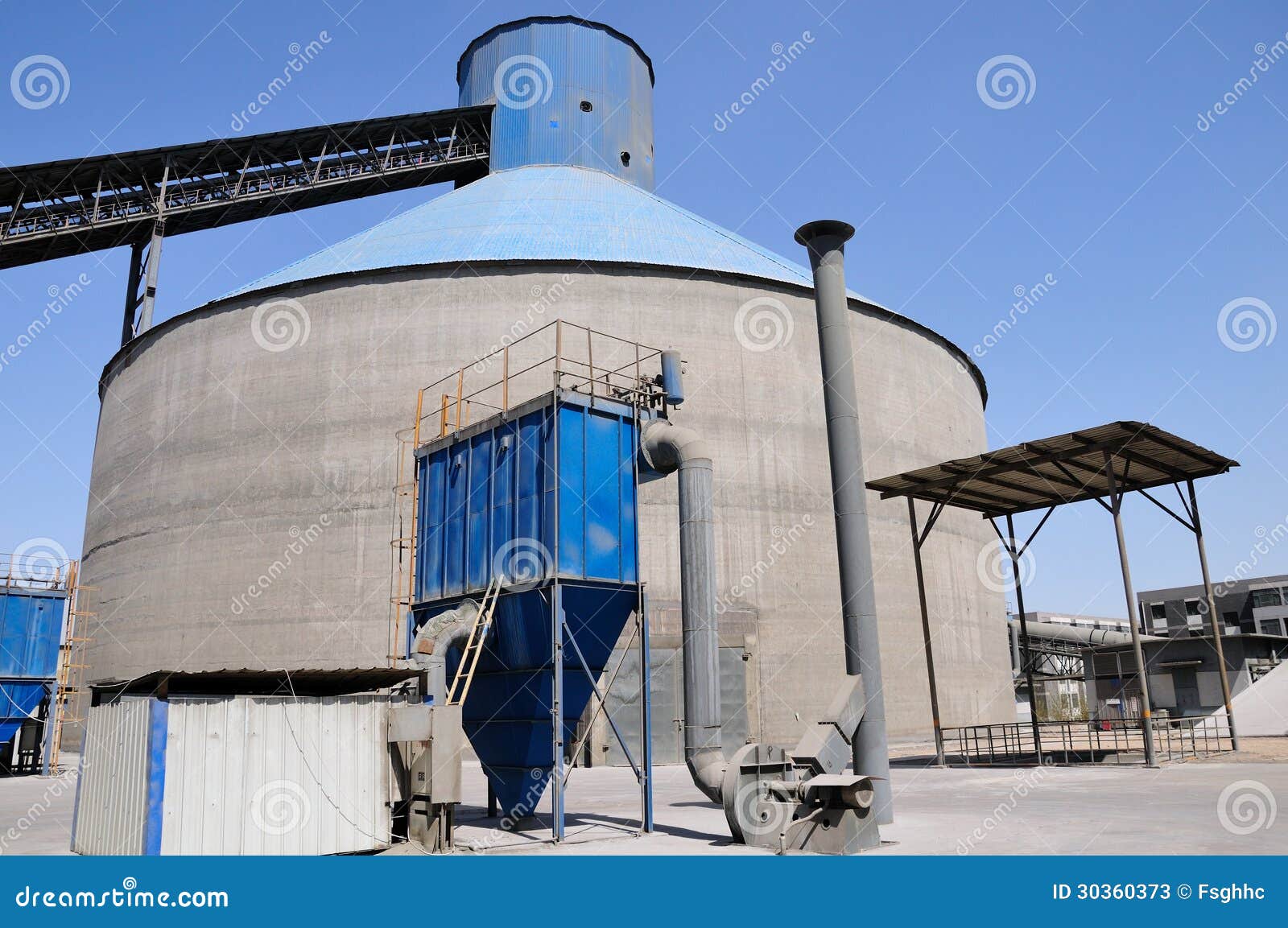 Clinker Storage Silo with a Dust Collector Stock Image - Image of ...