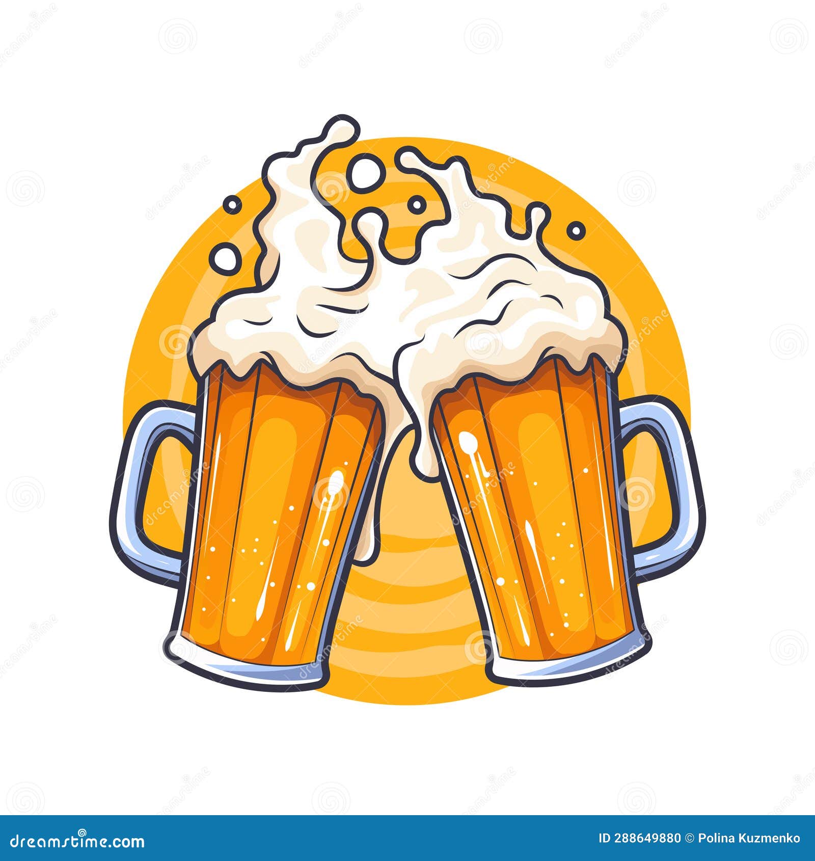 Clinking Beer Pints Emblem Design with Foam Splash Stock Vector ...