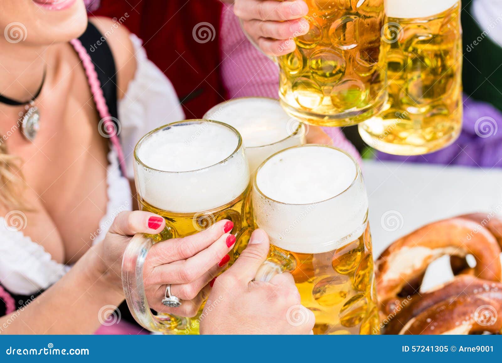 Clinking Glasses with Beer in Bavarian Pub Stock Image - Image of ...