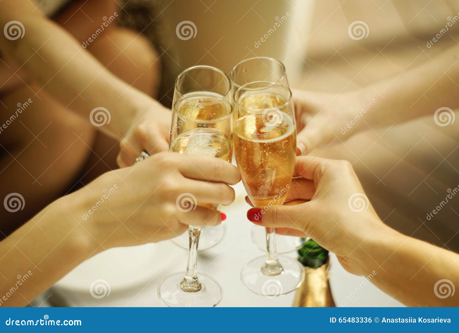 Clinking Glasses of Champagne Stock Photo - Image of friendship, guests ...
