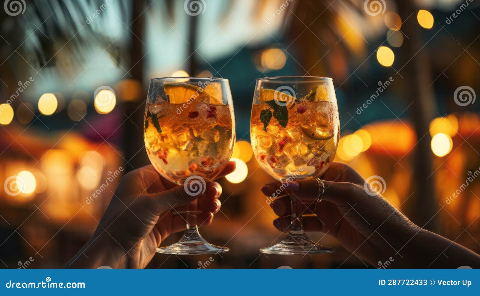 Clinking Glasses with Cocktails while Relaxing in Beach. Generative AI ...
