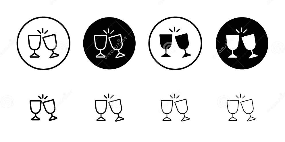 Clinking Glasses Icon Outline Vector for Web Ui Stock Illustration ...