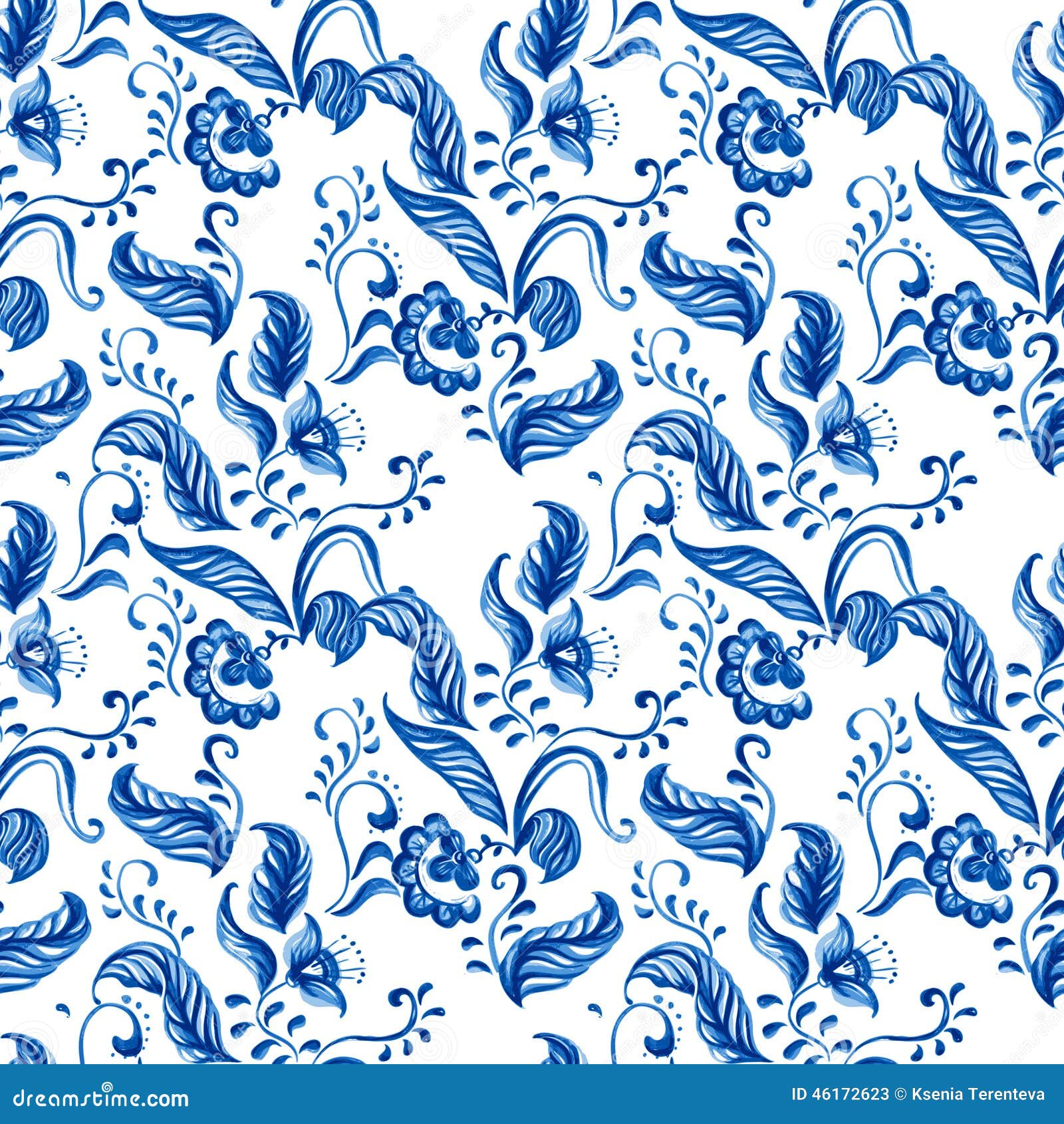 Clip-art Blue Seamless Floral Ornament Pattern Stock Illustration ...