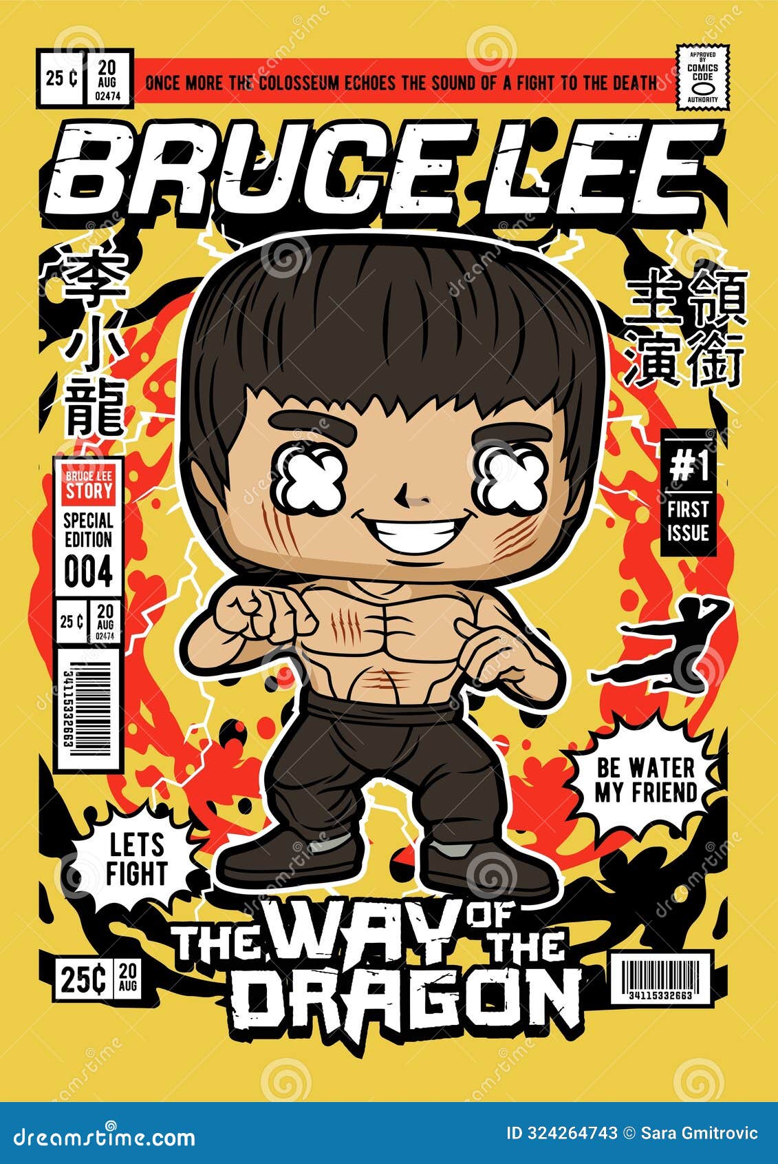 Bruce Lee stock illustration. Illustration of clip, text - 324264743