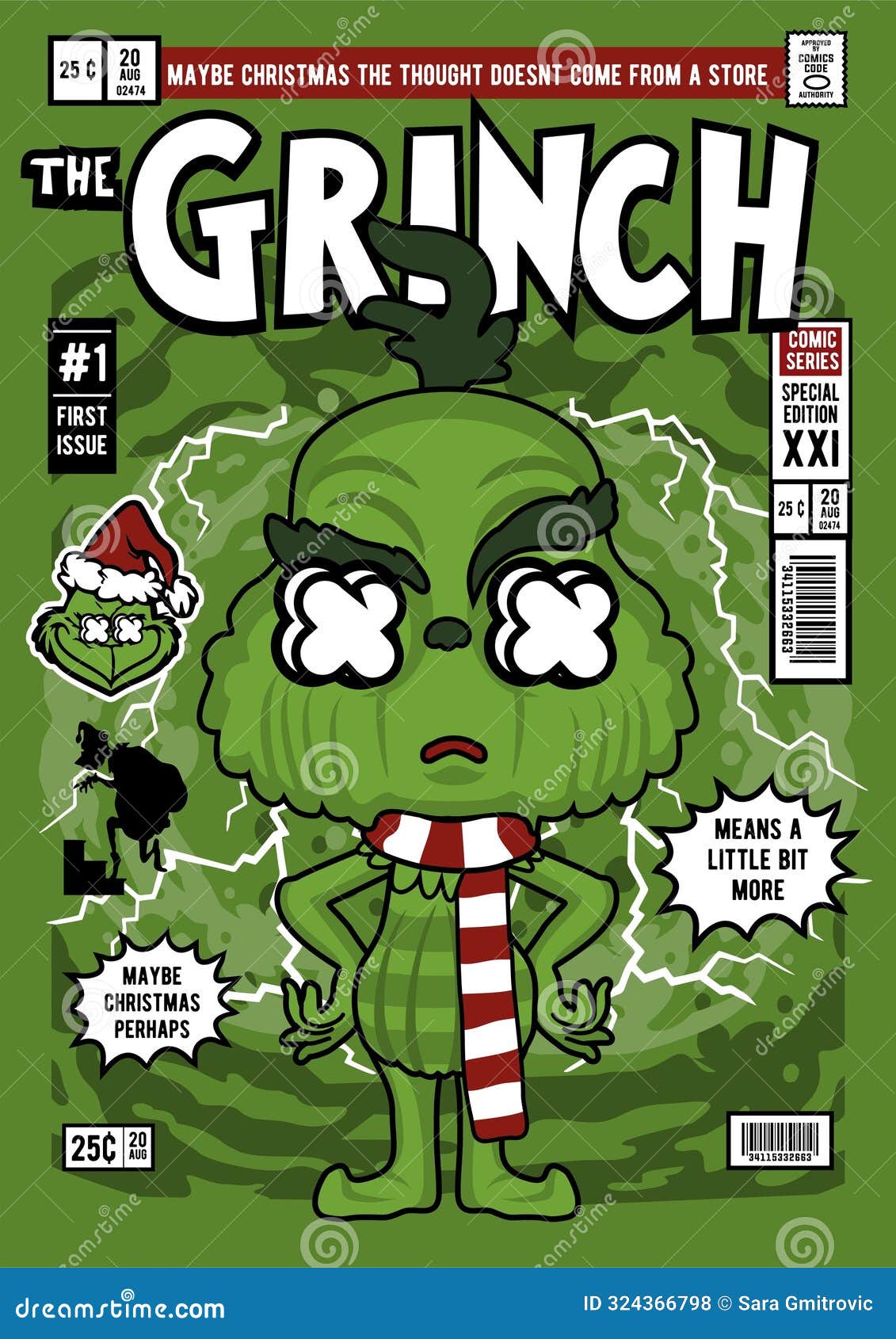 The Grinch stock illustration. Illustration of advertising - 324366798