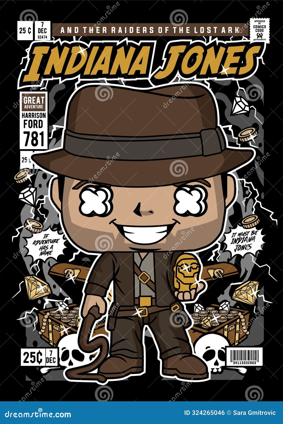 Indiana Jones stock illustration. Illustration of text - 324265046