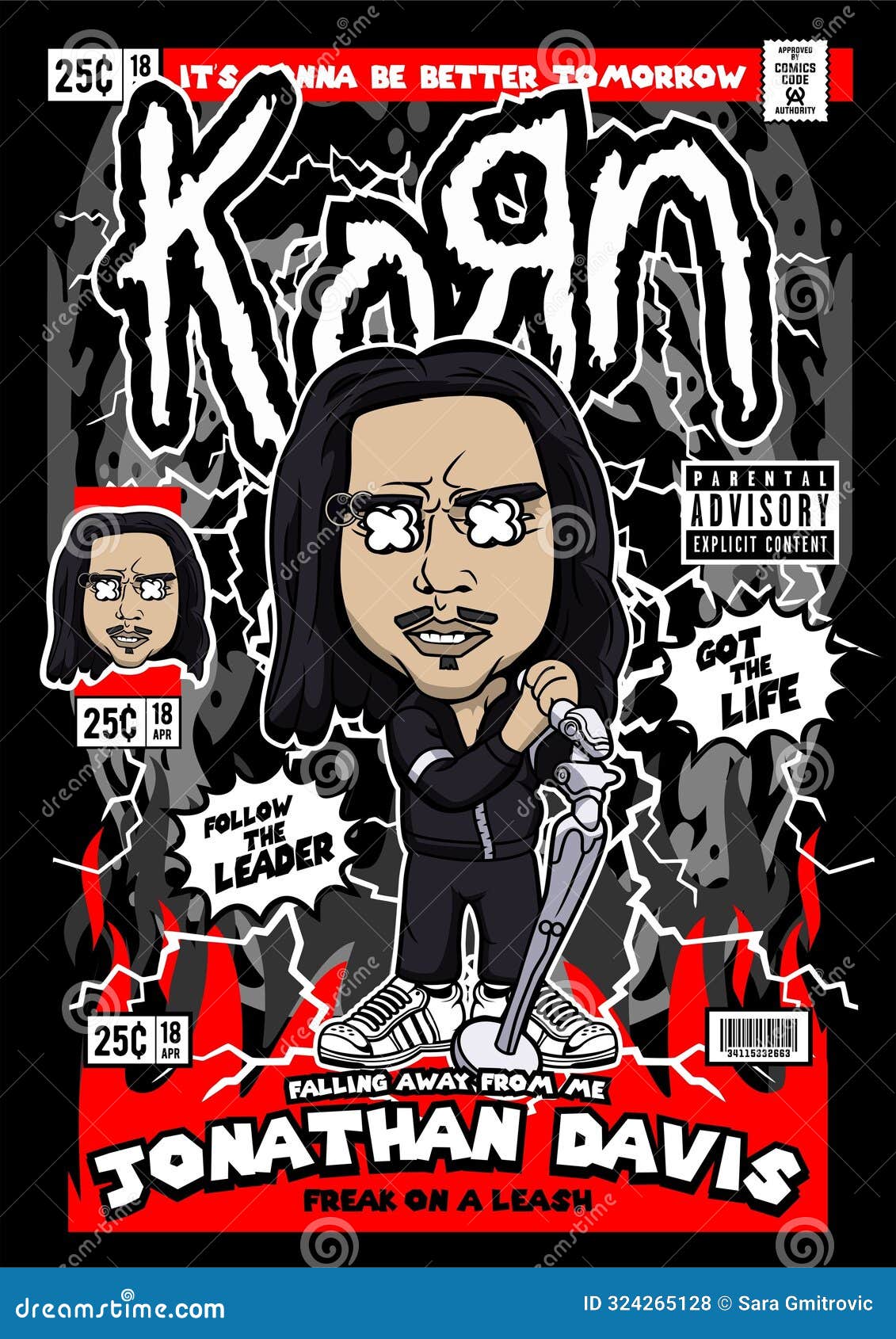 Jonathan Davis KoRn stock illustration. Illustration of cartoon - 324265128