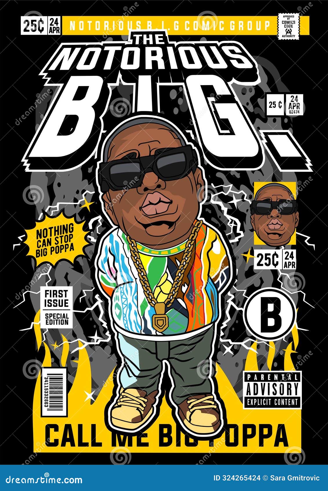 The notorious big stock illustration. Illustration of osbourne - 324265424