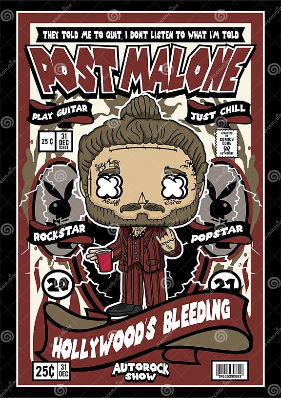 Post malone stock illustration. Illustration of poster - 324265488
