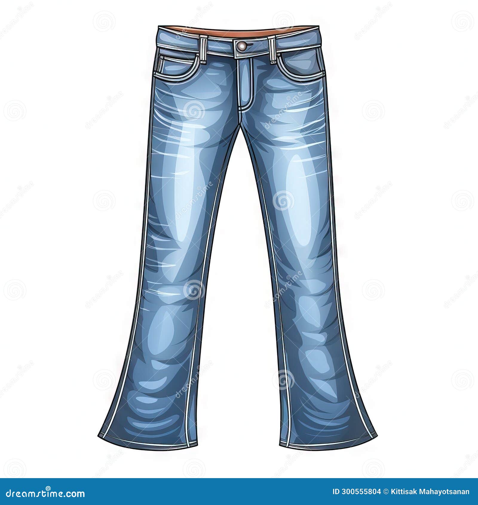 Bootcut Jeans In Cartoon Style Stiker On White Background On Isolated ...
