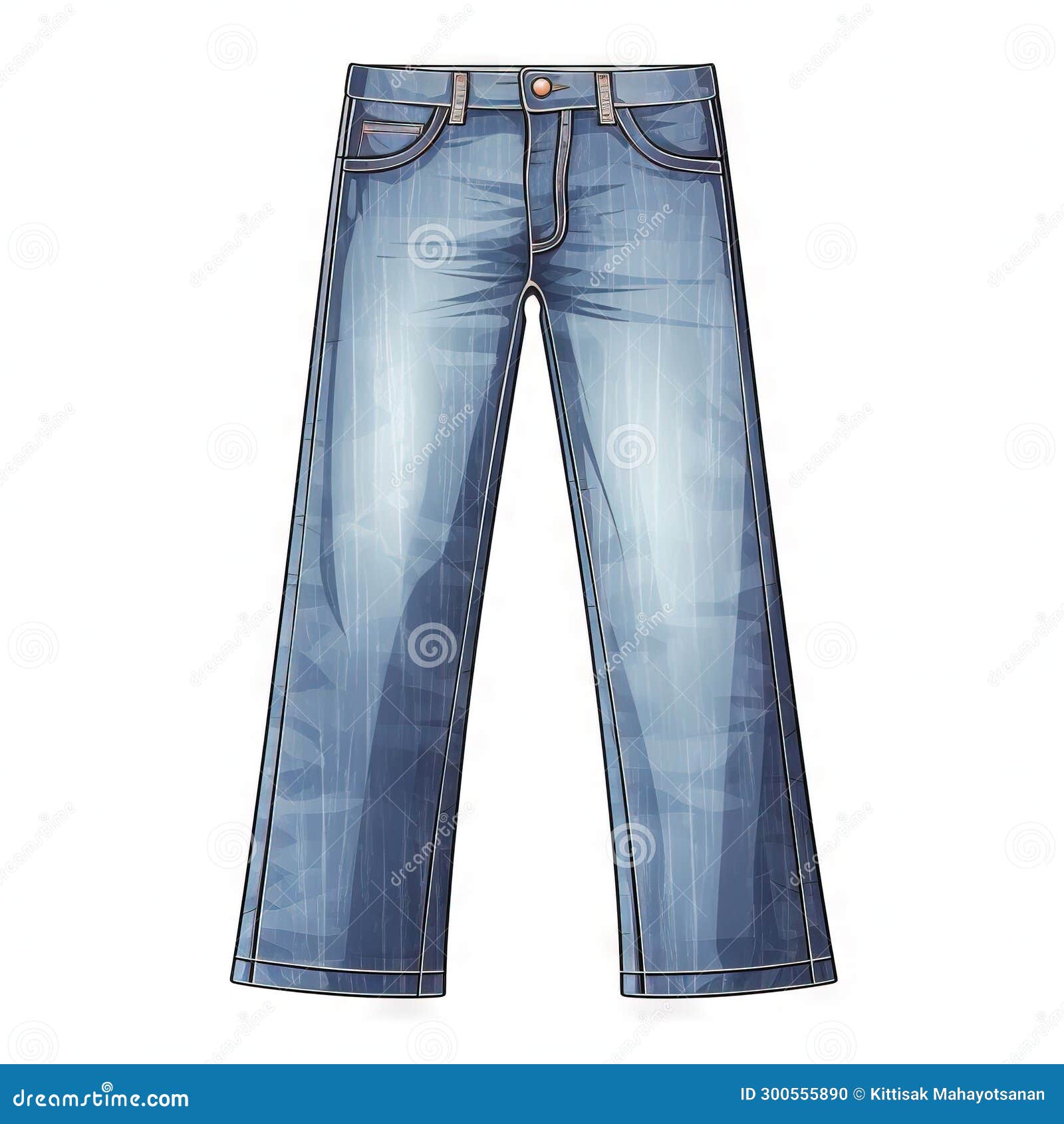 Bootcut Jeans In Cartoon Style Stiker On White Background On Isolated ...