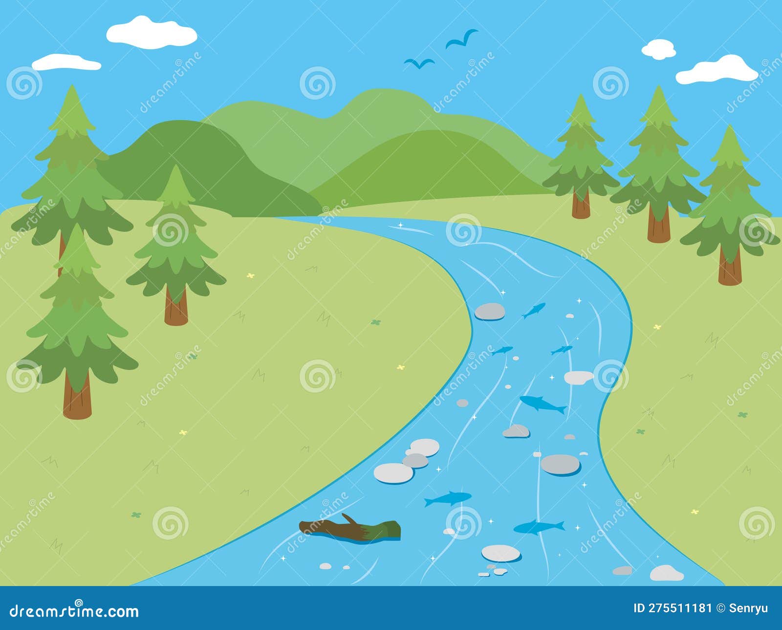 Clip art of simple river stock vector. Illustration of beautiful ...