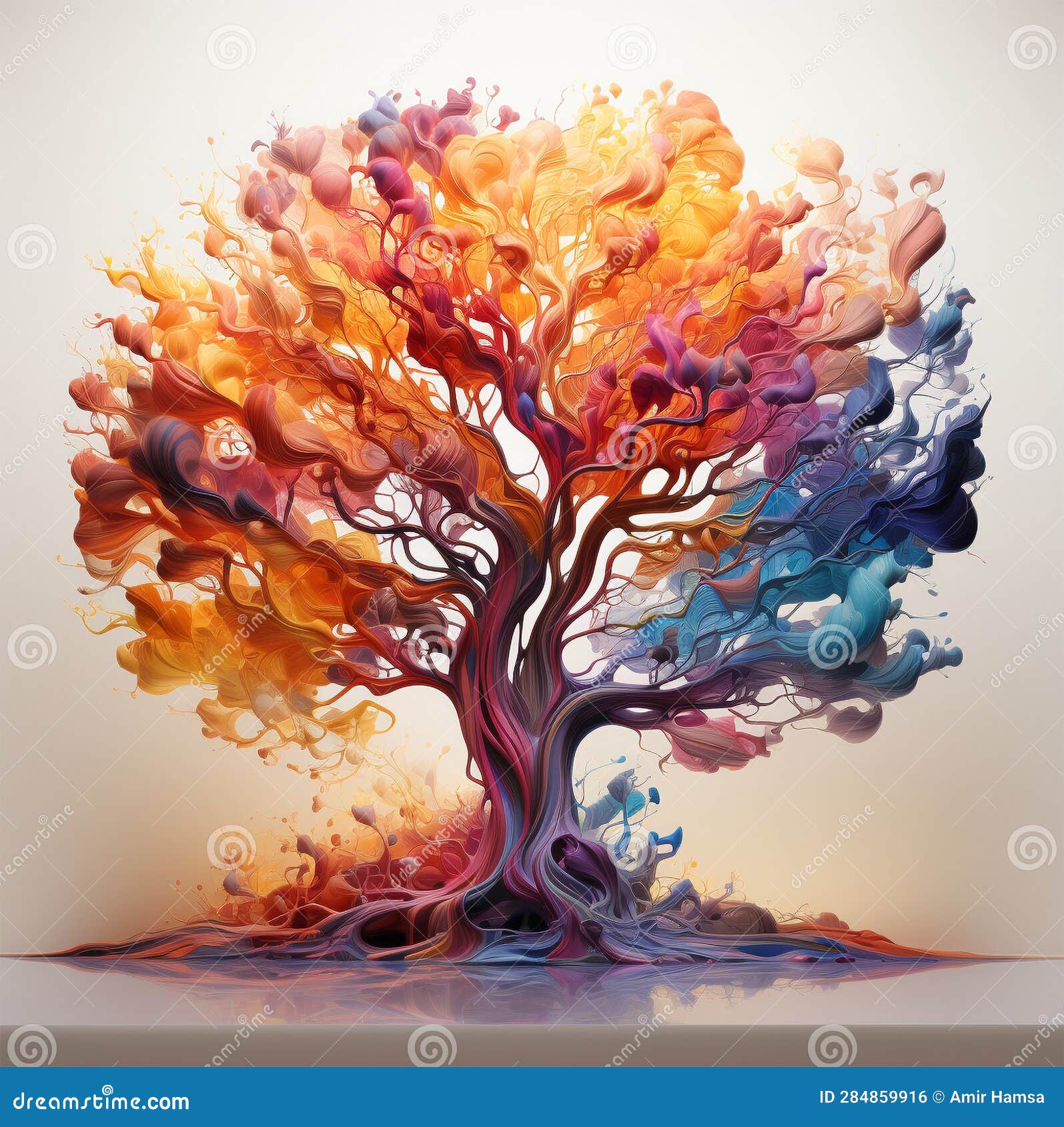 Clip Art of Tree with Colorful Leaves Stock Illustration - Illustration ...