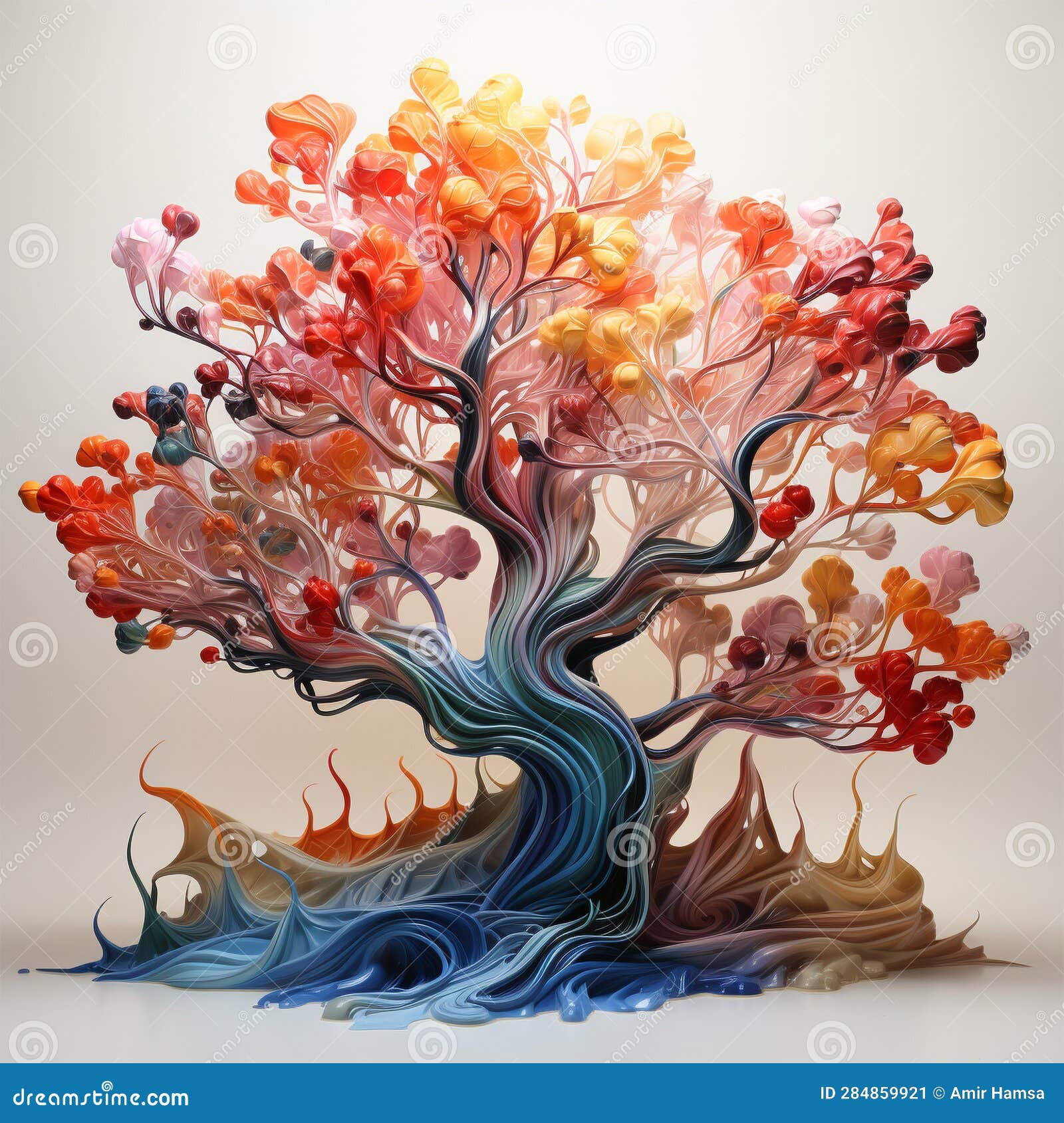 Clip Art of Tree with Colorful Leaves Stock Illustration - Illustration ...