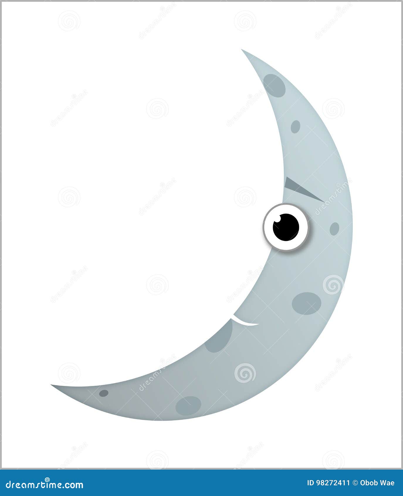 Clip Art Vector Cute Half Moon Stock Image - Illustration of happy ...