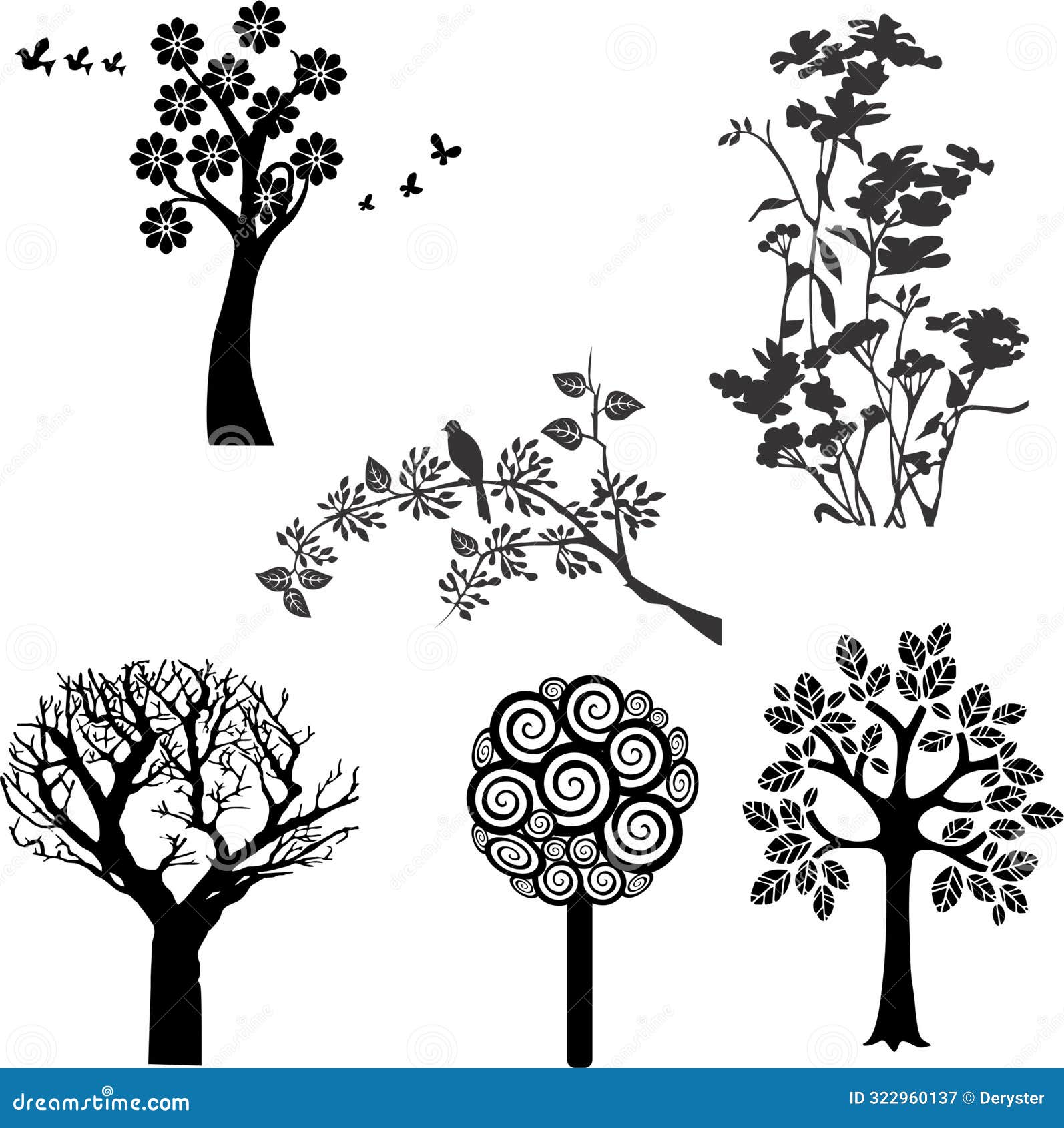 Clip Art Vector Plant, Animal and Tree Stock Vector - Illustration of ...
