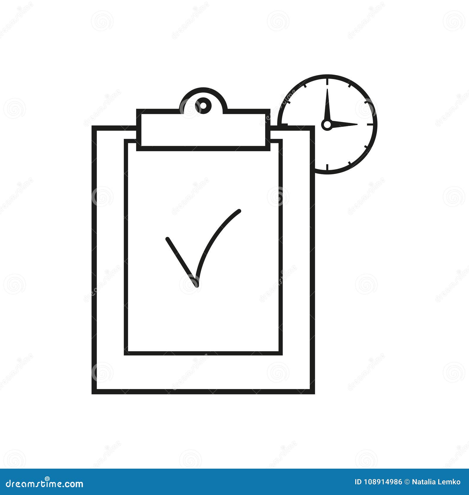 Clip board work hours icon stock vector. Illustration of mark - 108914986
