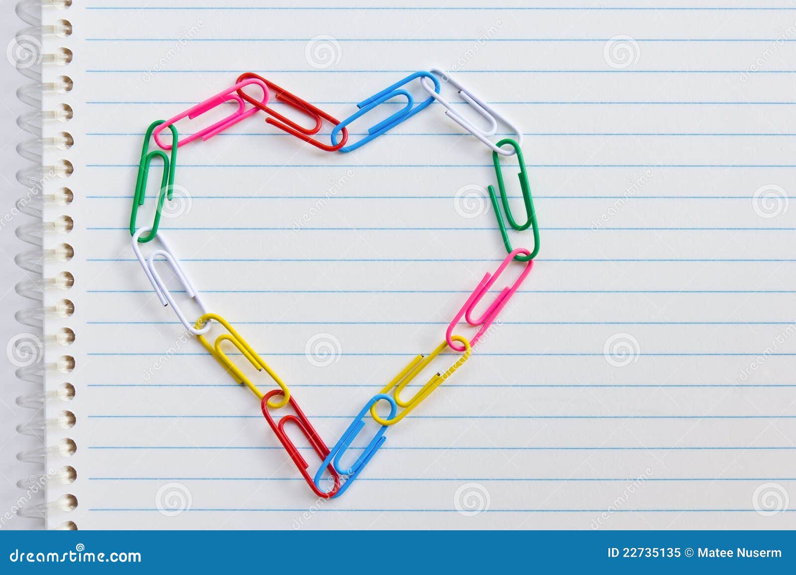 Clip Heart on Notebook Paper Stock Image - Image of clip, stationery ...