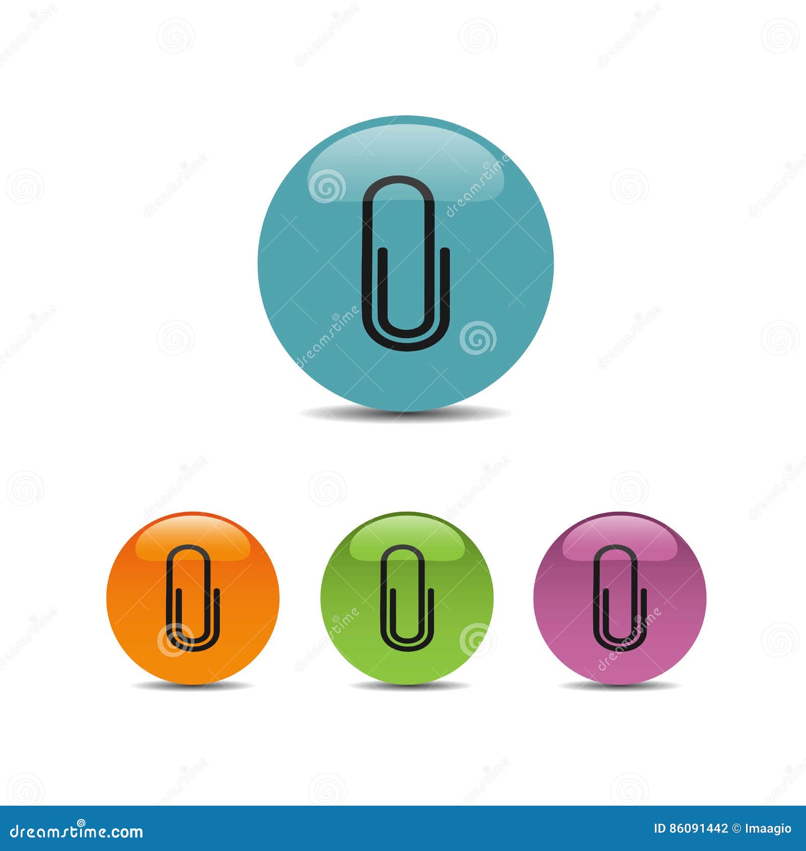 Clip Icon on Colored Buttons Stock Vector - Illustration of business ...