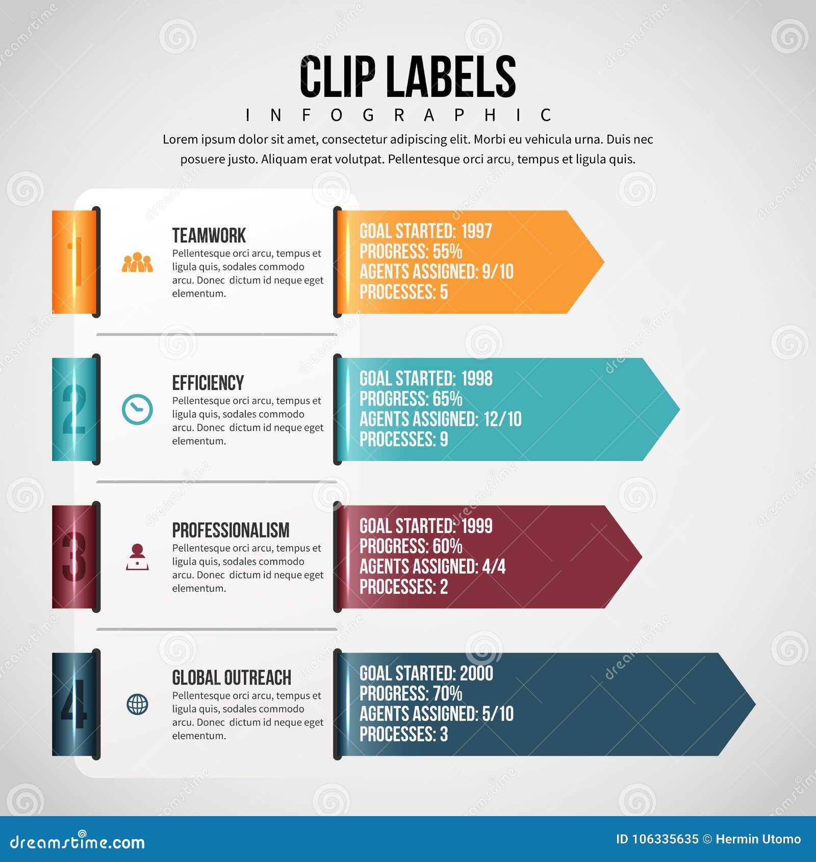 Clip Label Infographic stock vector. Illustration of design - 106335635