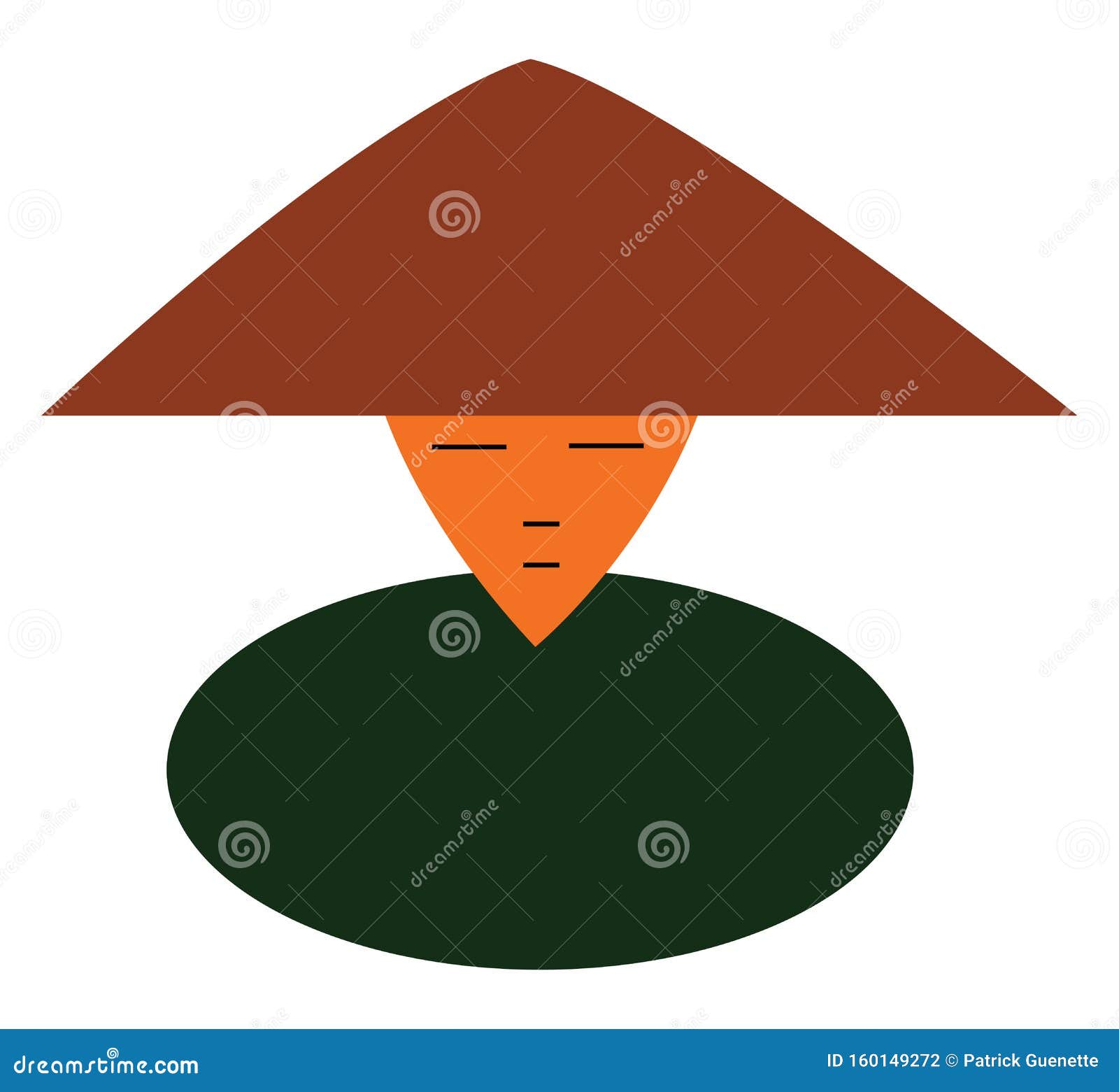 Asian Man with Paddy Hat Vector or Color Illustration Stock Vector ...