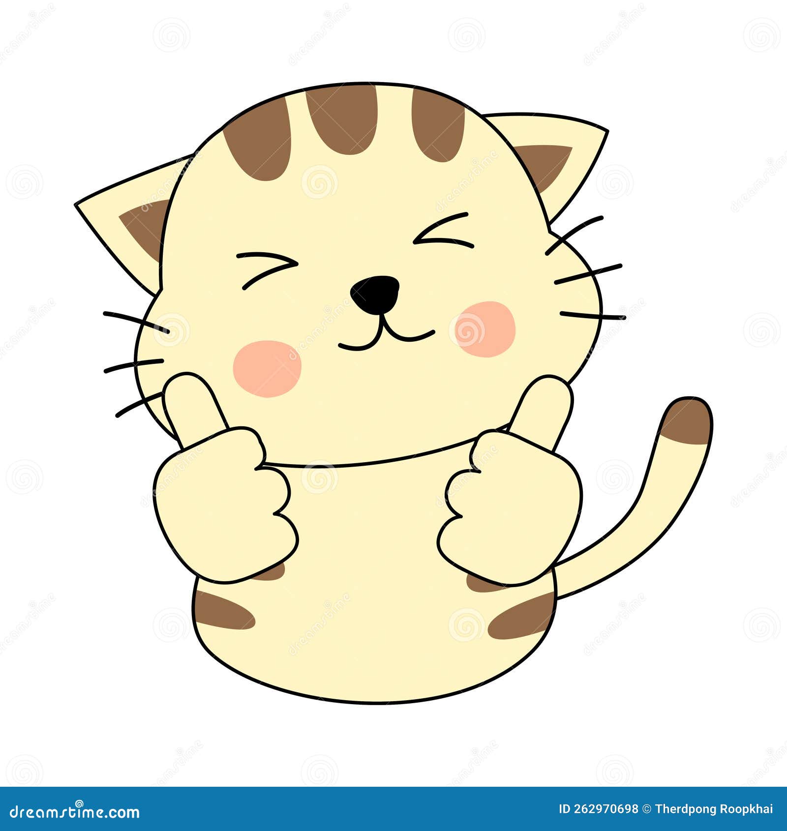 Clipart of Cartoon Version of Cat in Thumb Up Action Stock Vector ...