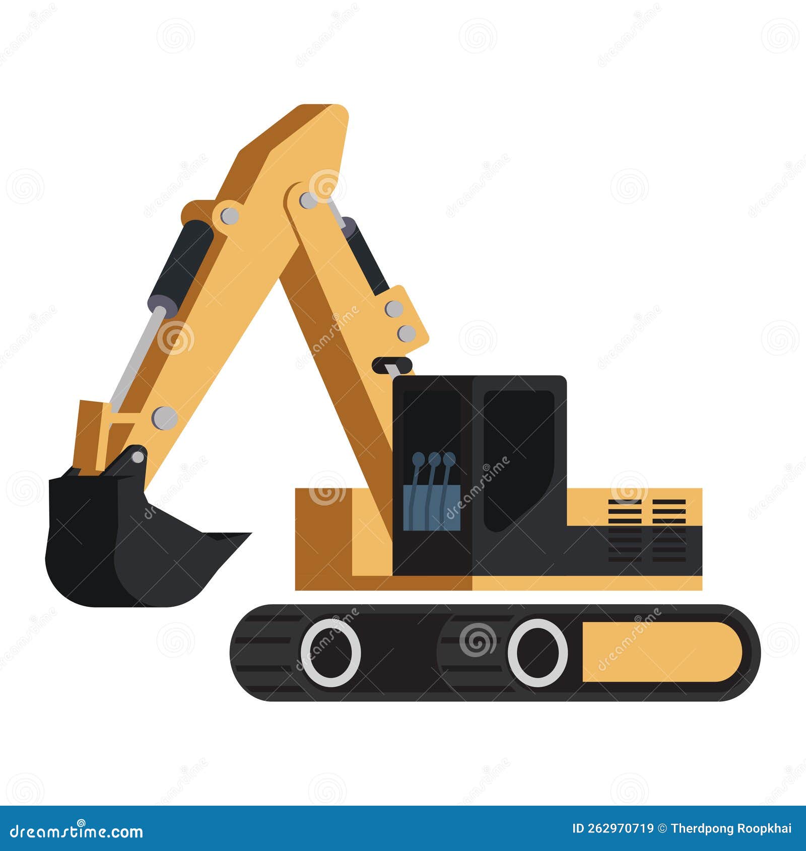 Clipart of Cartoon Version of Excavator Stock Vector - Illustration of ...