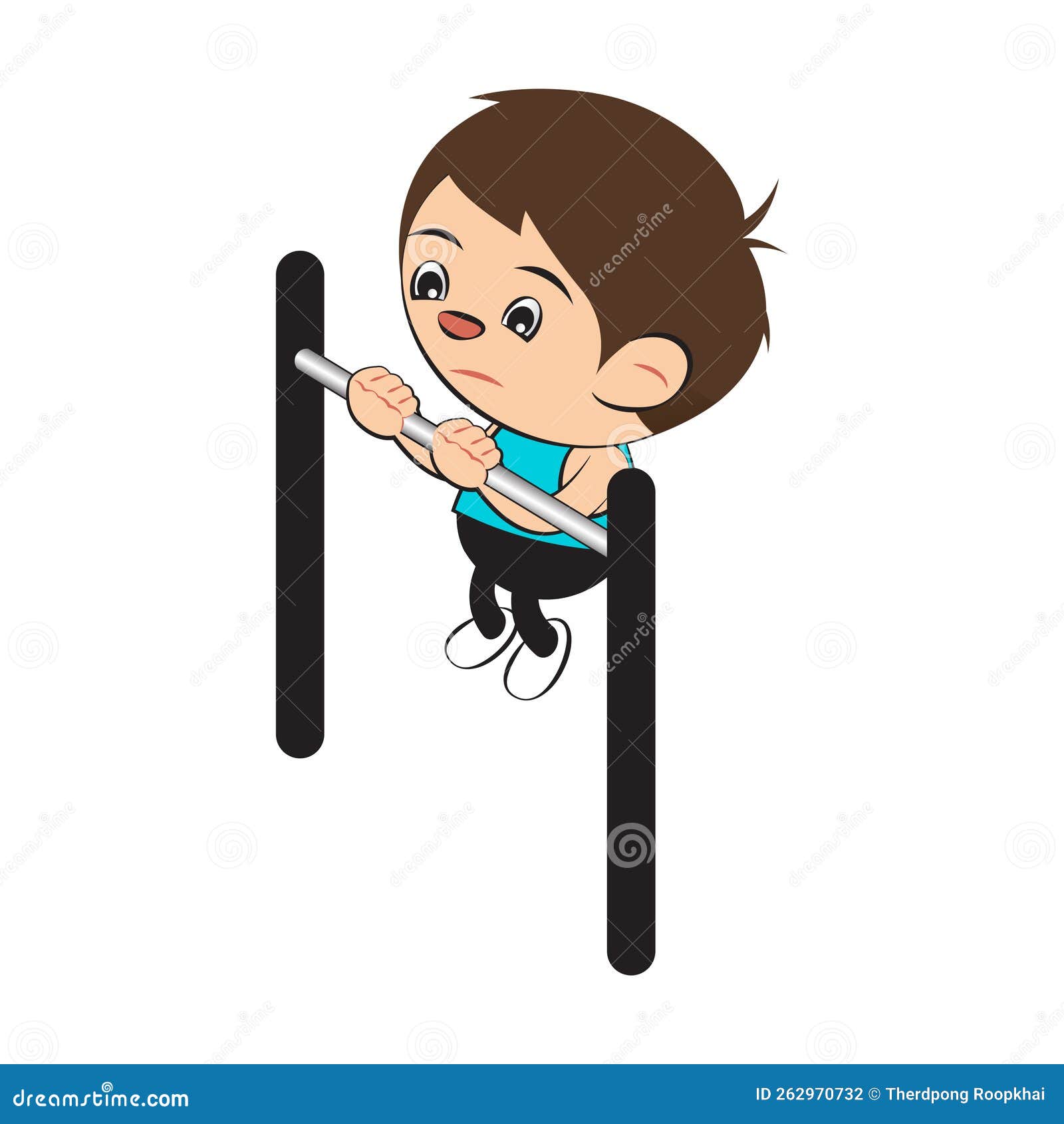 Clipart of Cartoon Version of Man Work Out by Pull Up Stock Vector ...