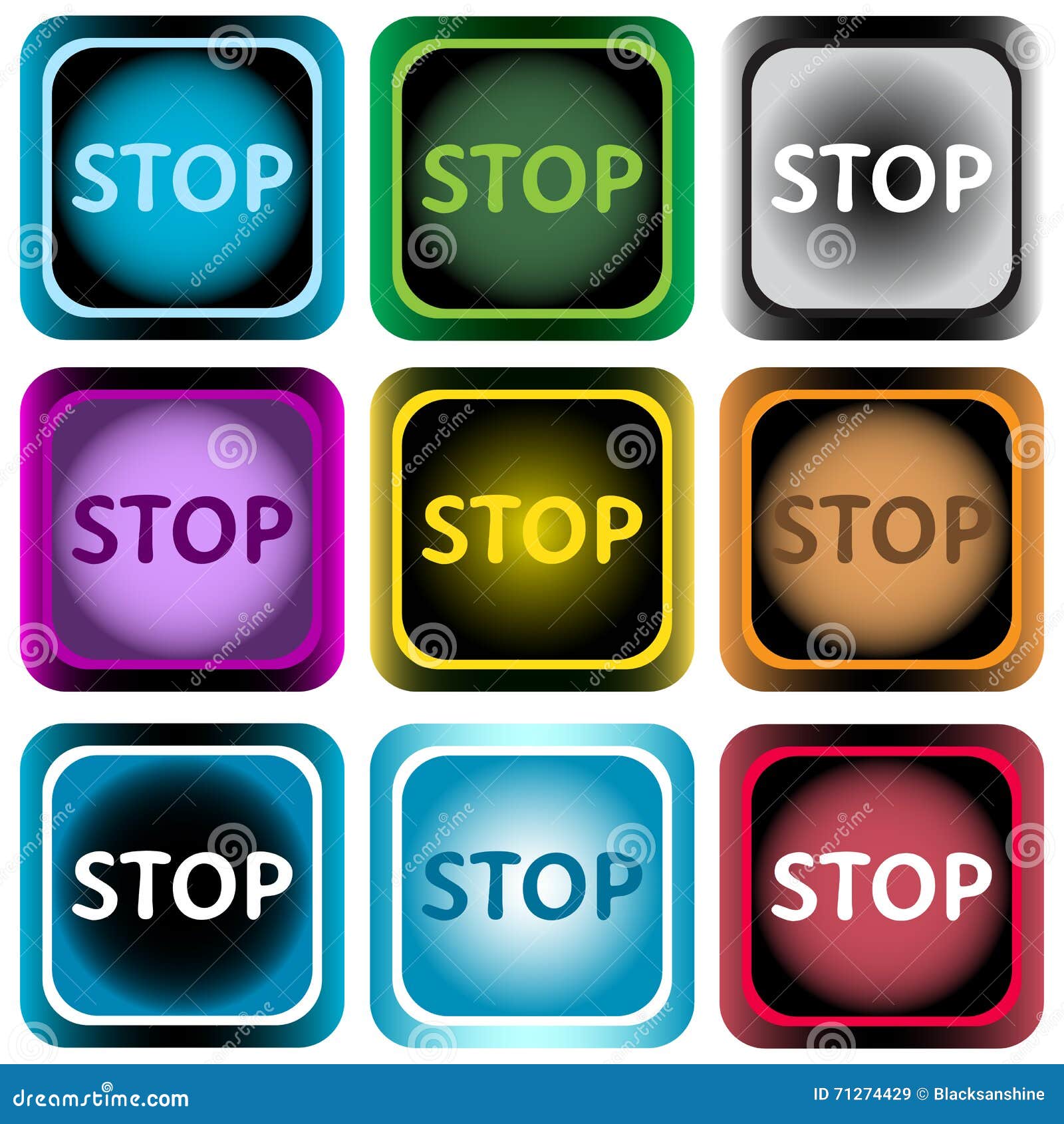 Square Stop Button Vector Icon On White Background. Flat Vector Square ...