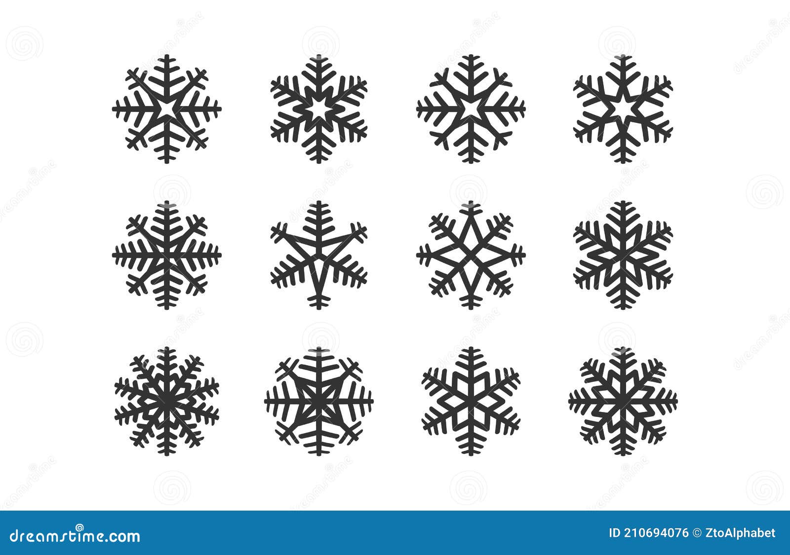 Snowflake Snowfall Symbol Collections Set Stock Vector - Illustration ...