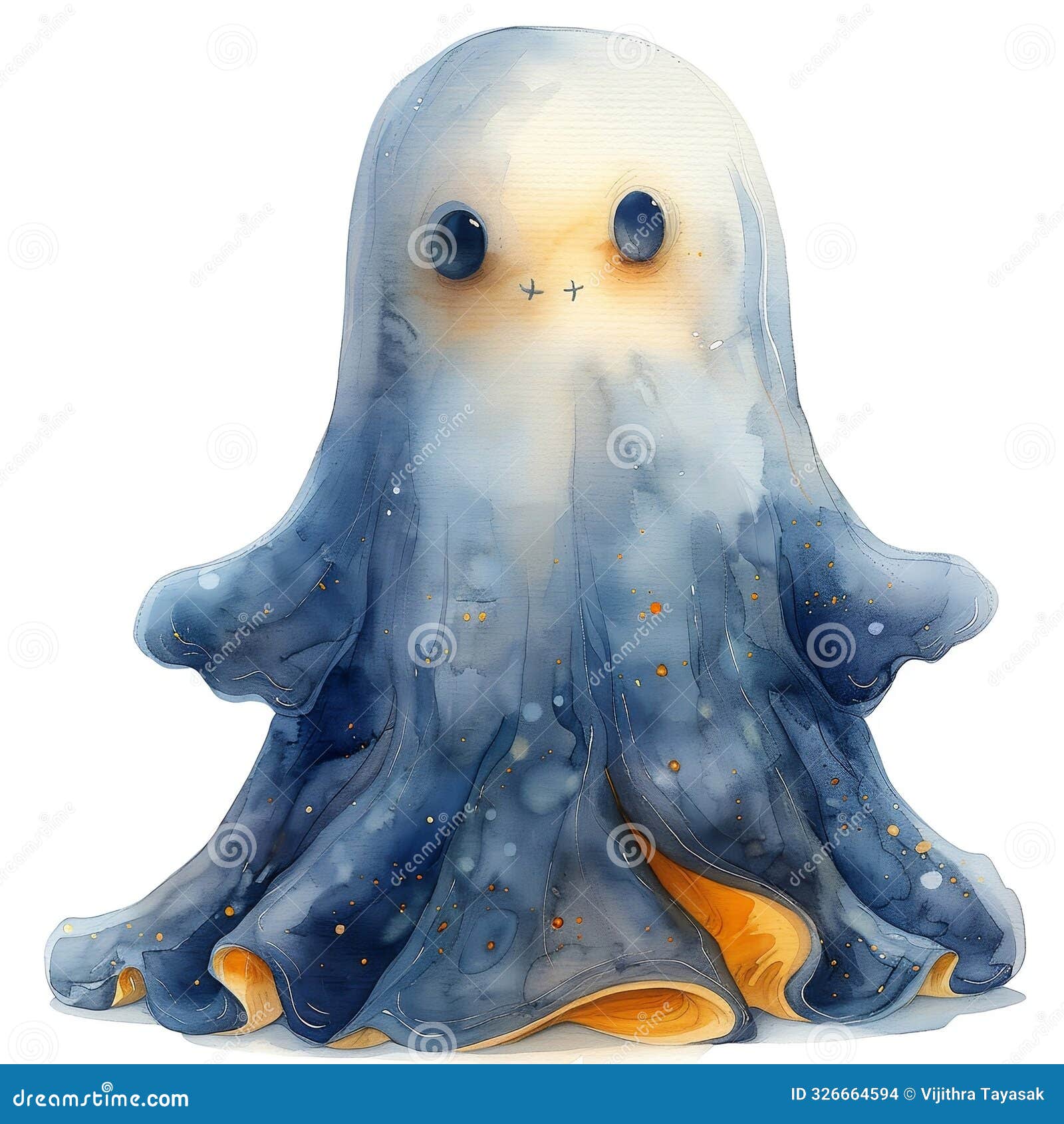 Floating Ghost, White Cloth Ghost, Halloween Theme Watercolor Clip Art ...