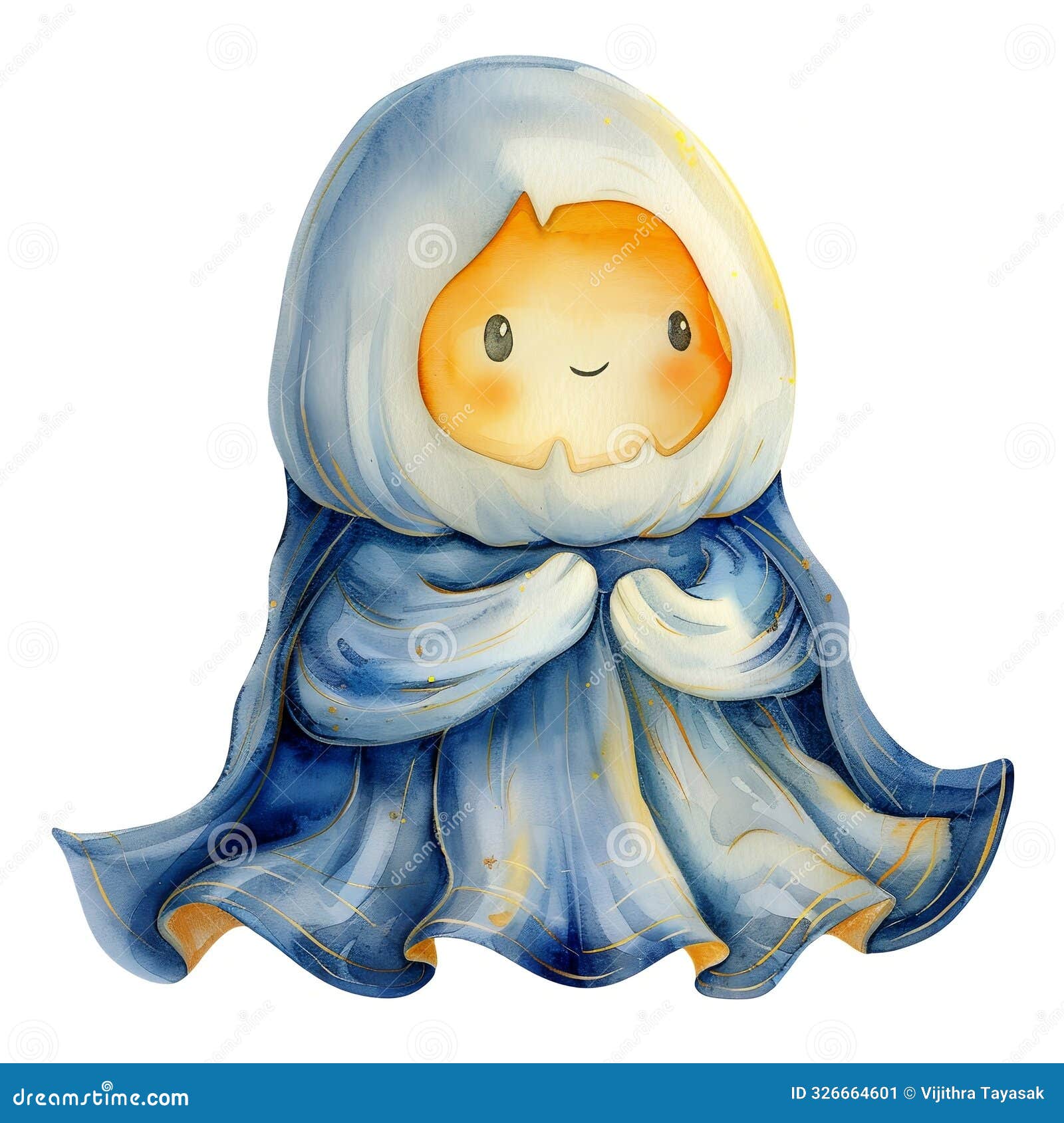 Floating Ghost, White Cloth Ghost, Halloween Theme Watercolor Clip Art ...
