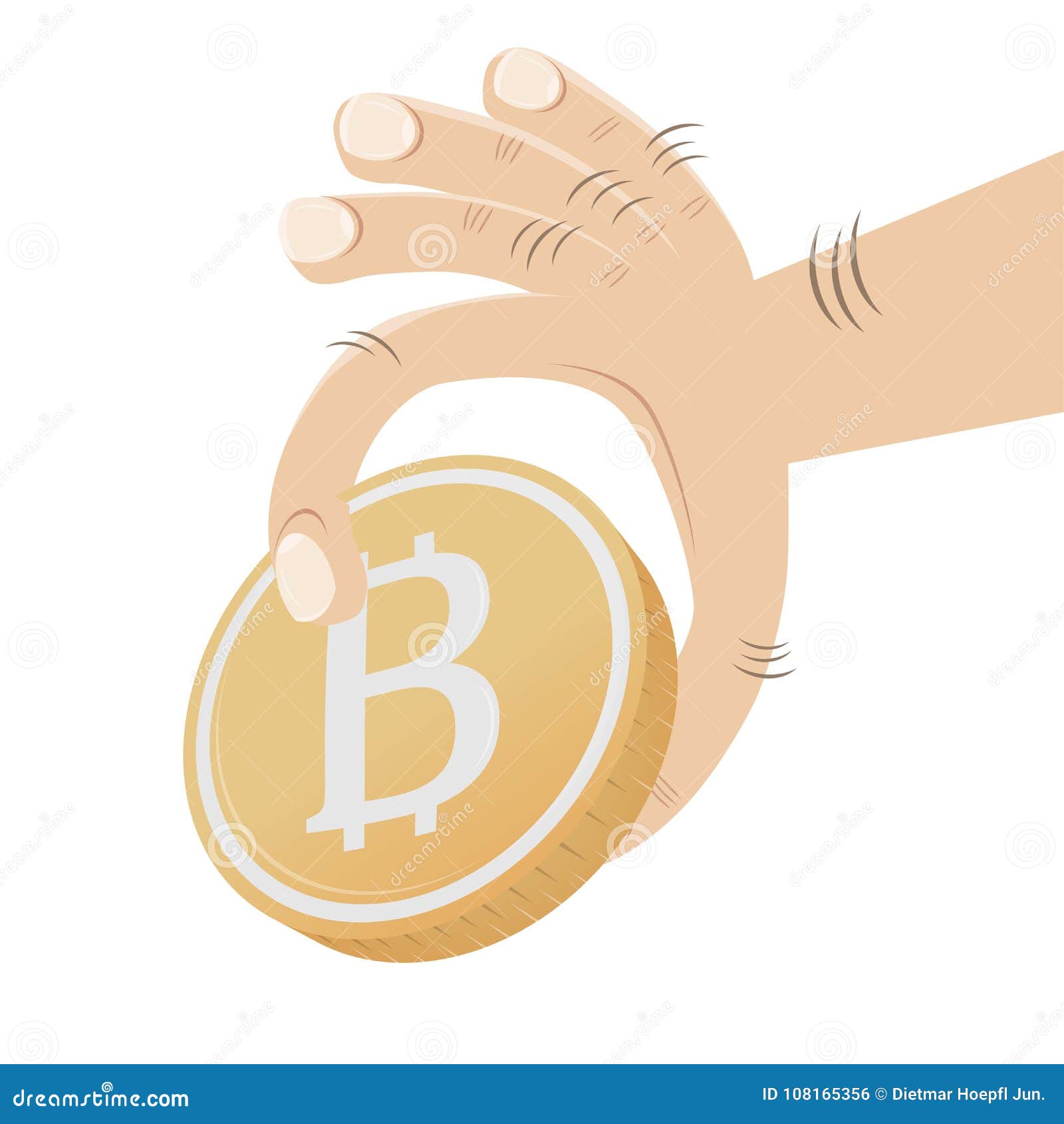 Hand grabbing bitcoin stock vector. Illustration of cryptocurrency ...