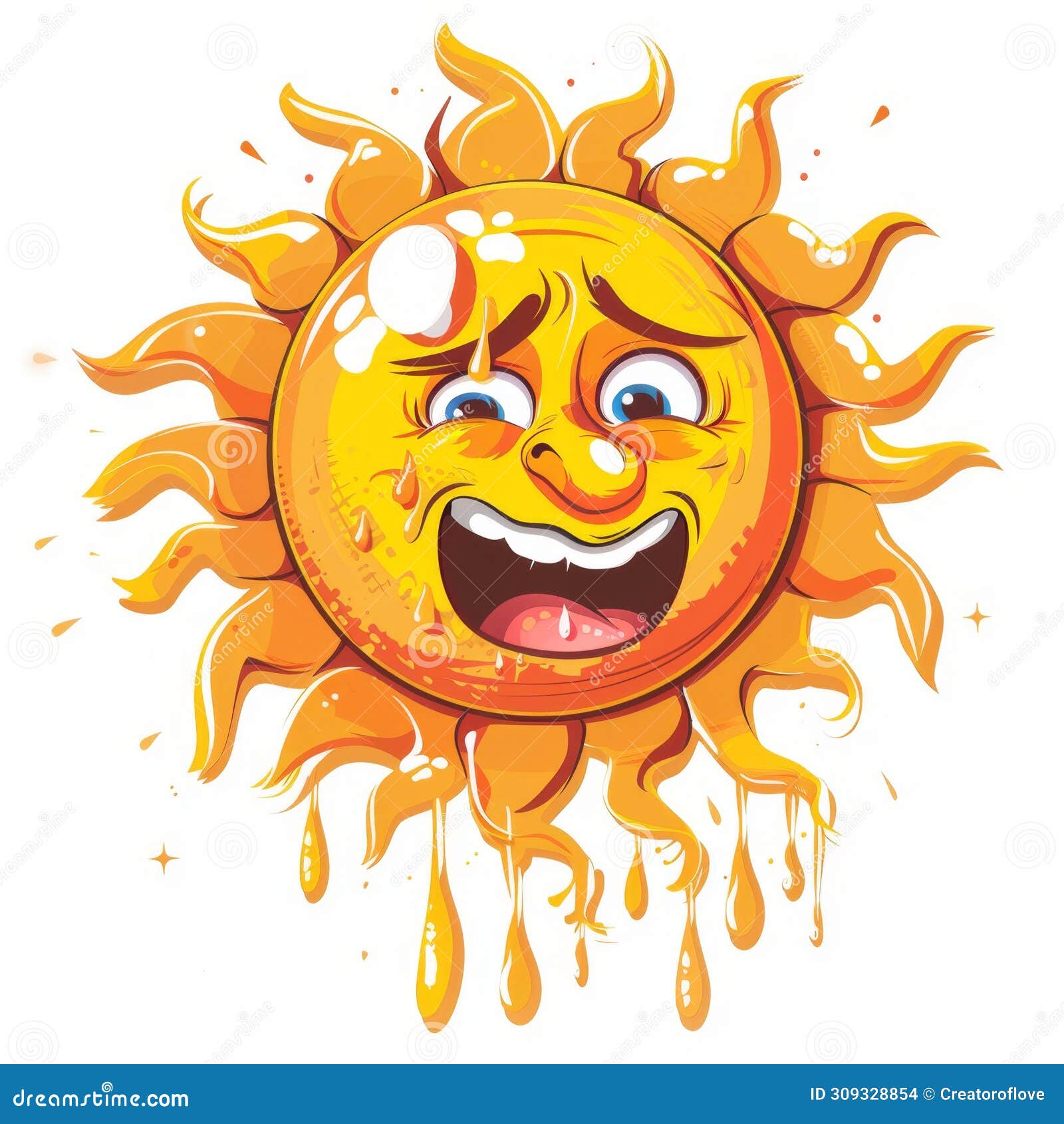 Clipart Illustration Of Sun Feeling Sweaty White Background ...