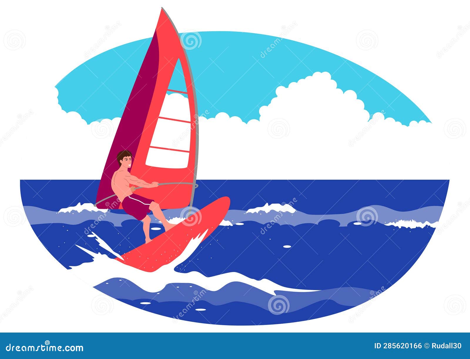 Clipart of a windsurfer stock vector. Illustration of clip - 285620166