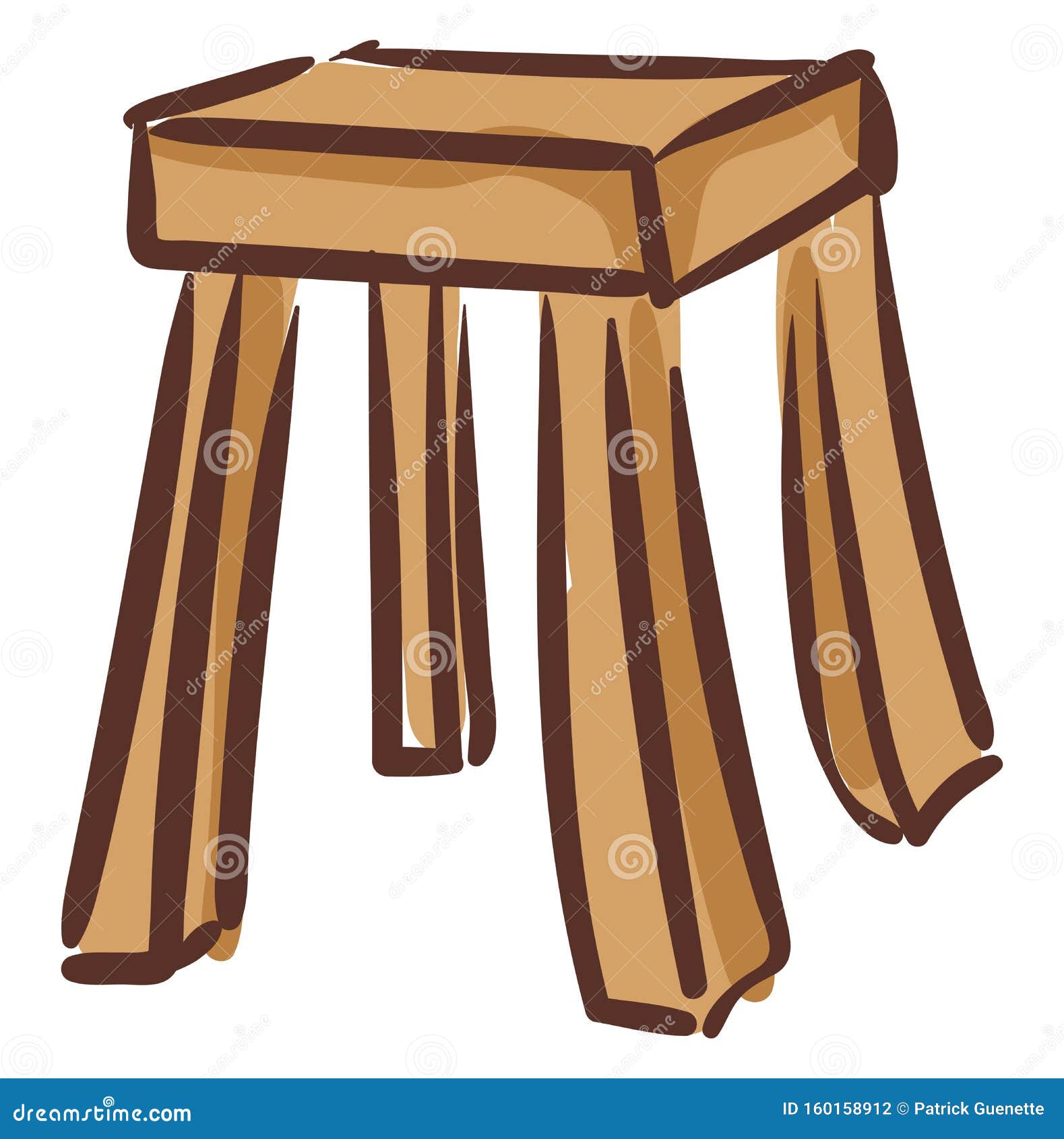 Clipart of a Wooden Stool Vector or Color Illustration Stock Vector ...