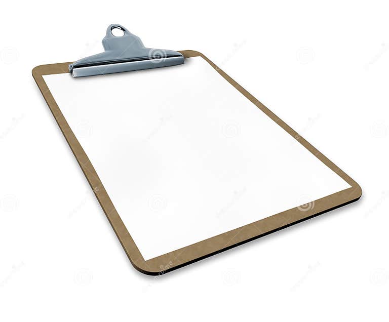 Clipboard Angled with Blank Paper Stock Illustration - Illustration of ...