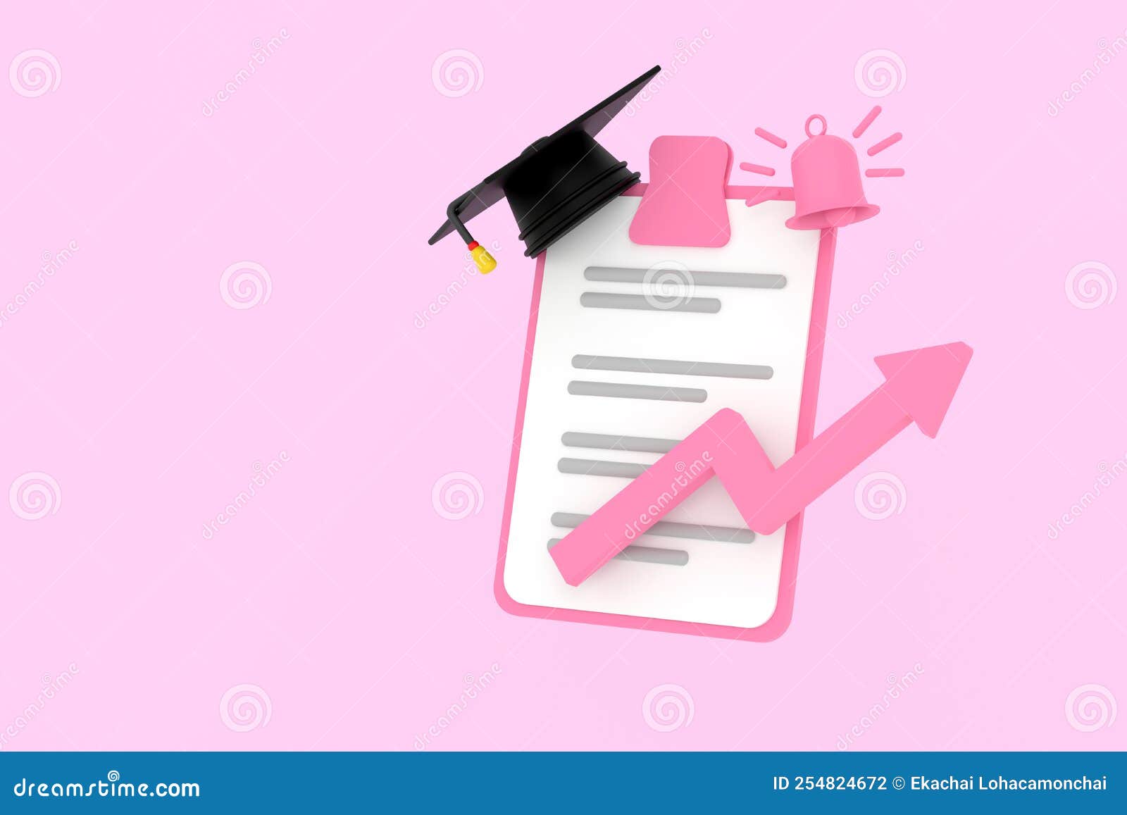 Clipboard and Bell To Success Education Concept Stock Photo - Image of ...